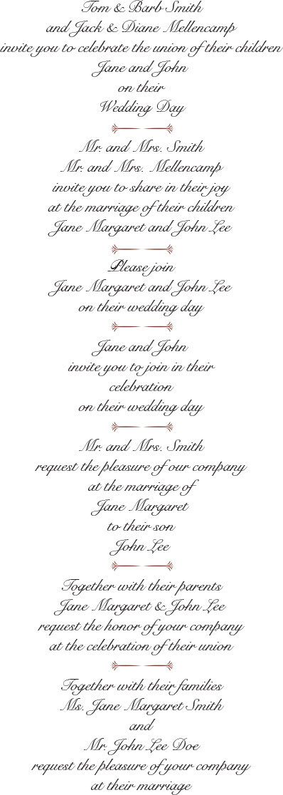 Martha Stewart Wedding Invitation Wording Wedding Invitation Wording